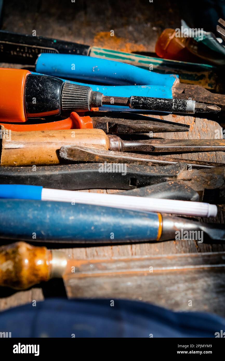 Artist hand tools for handcraft Stock Photo - Alamy