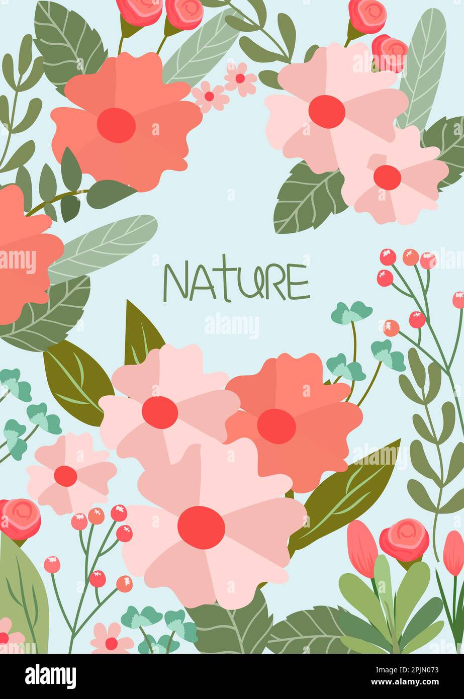 A breathtaking banner with multicolored flowers and leaves. Concept ...