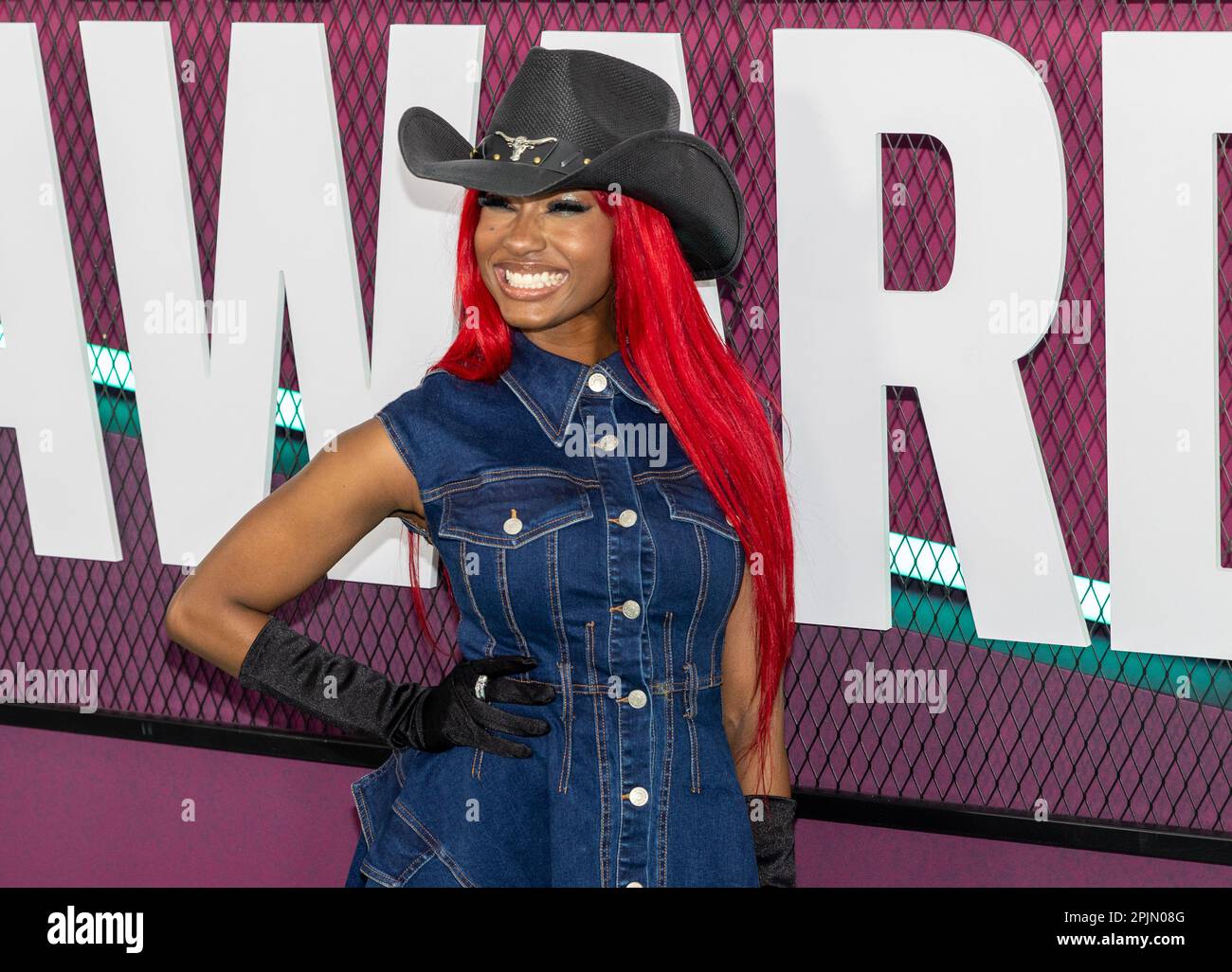 Austin, USA. 02nd Apr, 2023. Reyna Roberts walks the red carpet at the ...