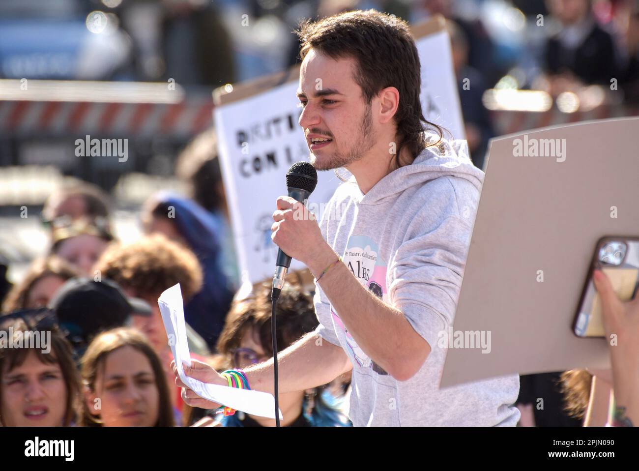 Rome, Italy. 01st Apr, 2023. A person gives a speech during the ...