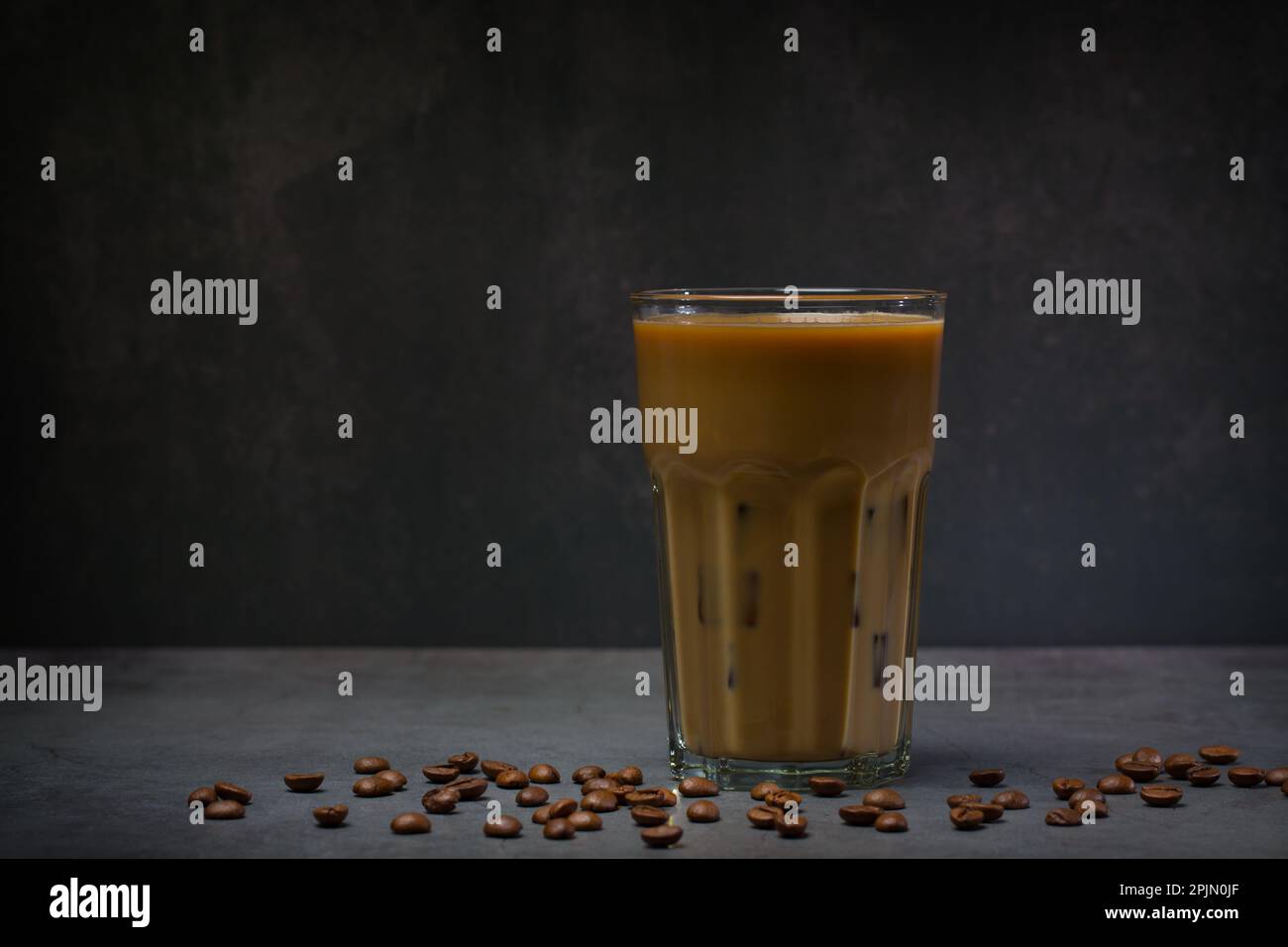 Glass of a iced coffee . Cold brew coffee drink with ice. Copy space ...