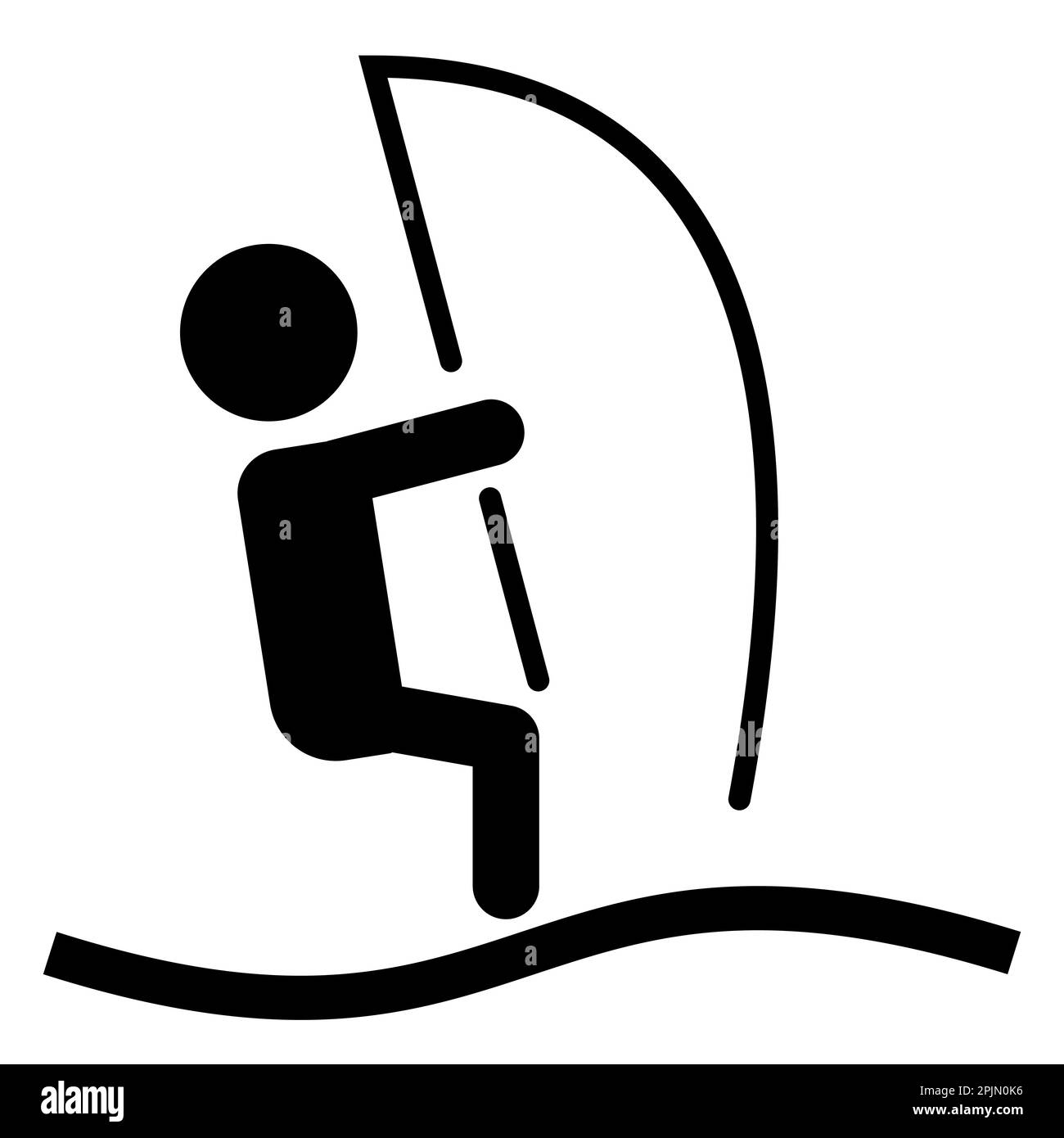 Windsurfing sport icon. Windsurfer silhouette symbol on isolated ...