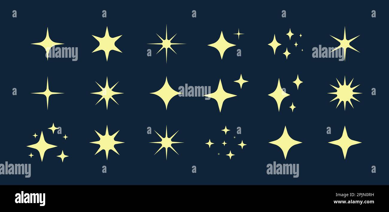 Star sparkles collection. Set of magic stars. Glitter, burst, glow ...