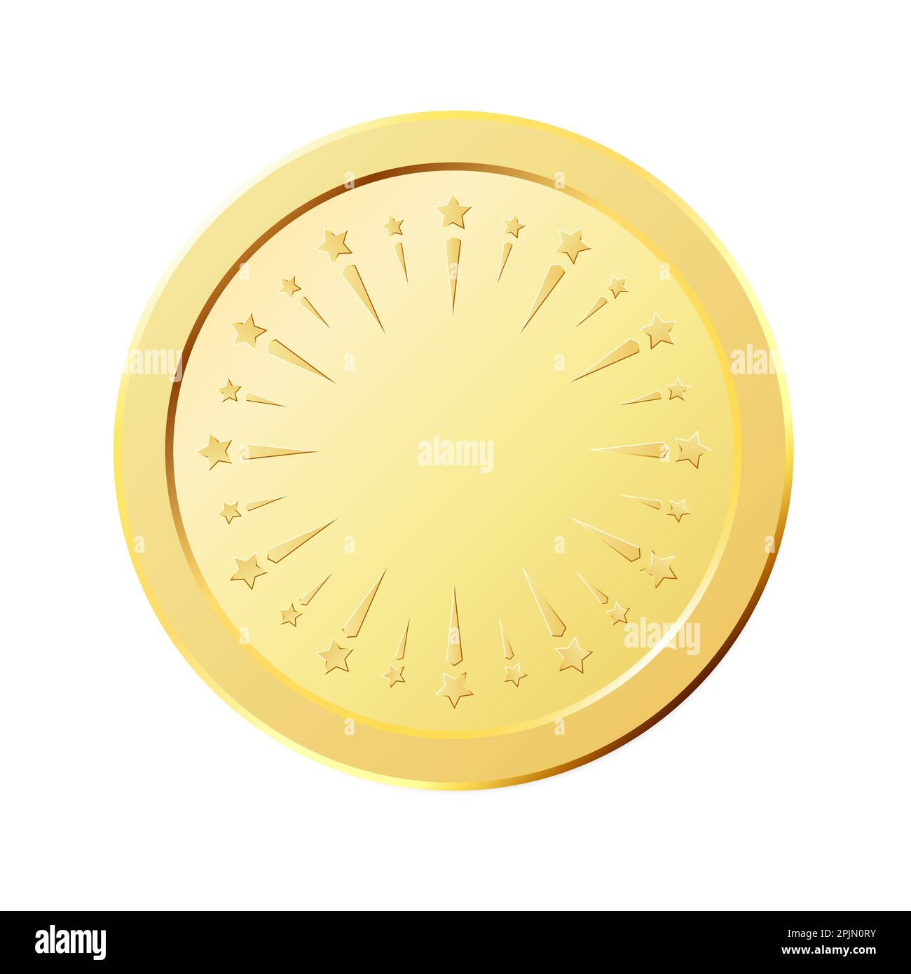 Realistic gold coin with stars. Realistic golden award for winner ...