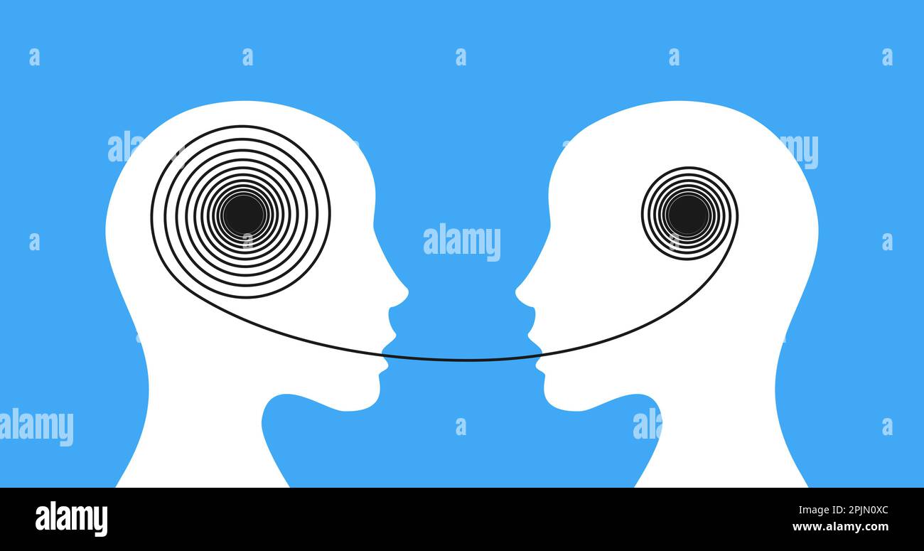 Two human or female heads with a thread between them. Psychotherapy ...