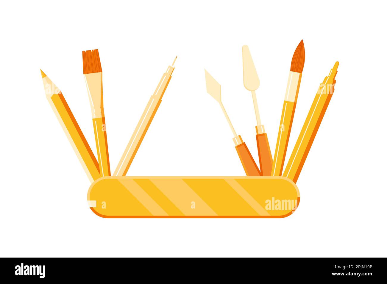 Artist tools like pencil, brush, liner, pen, marker, palette knife ...