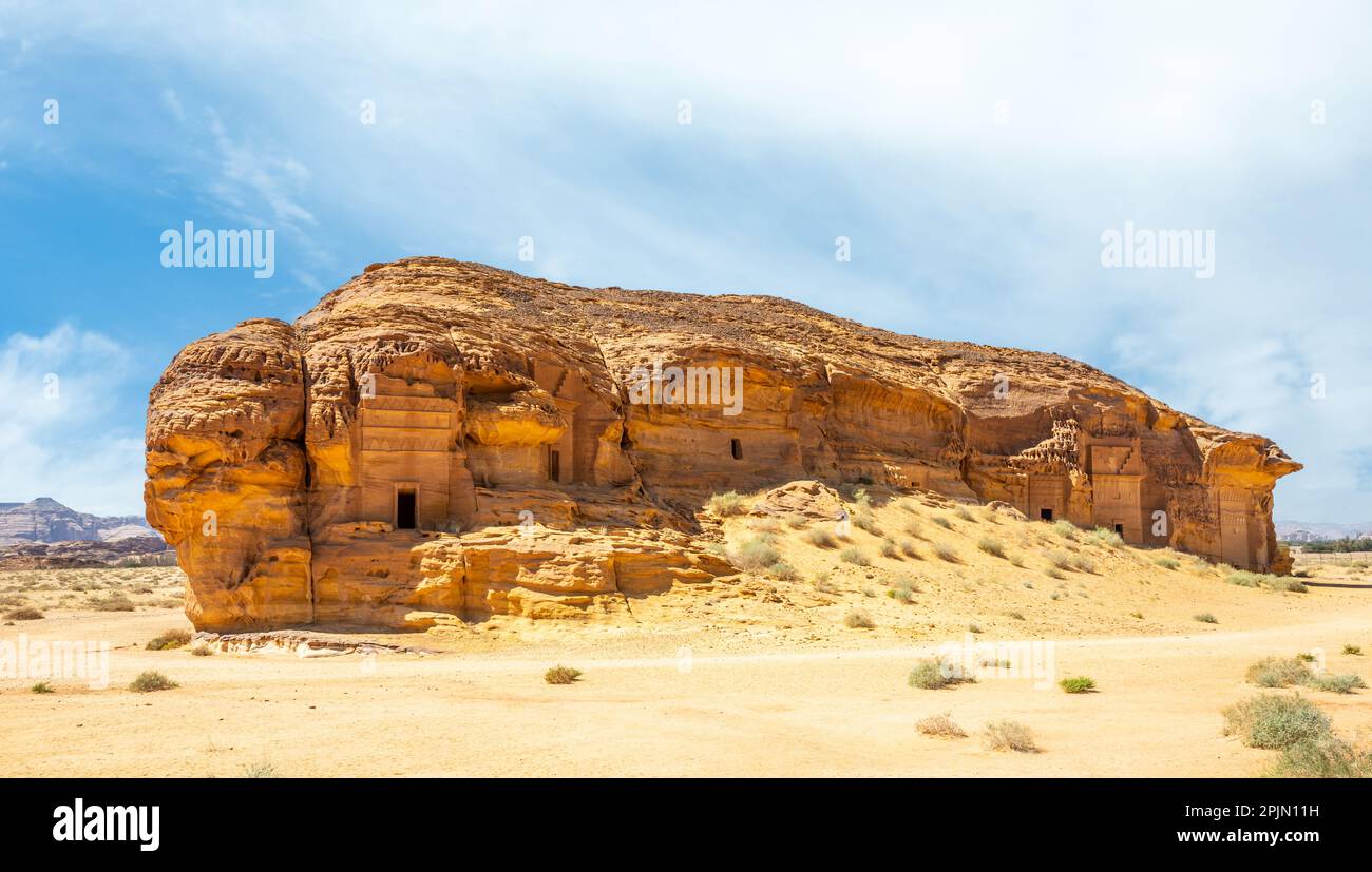 Jabal al ahmar tombs carved in stone, Al Ula, Saudi Arabia Stock Photo ...