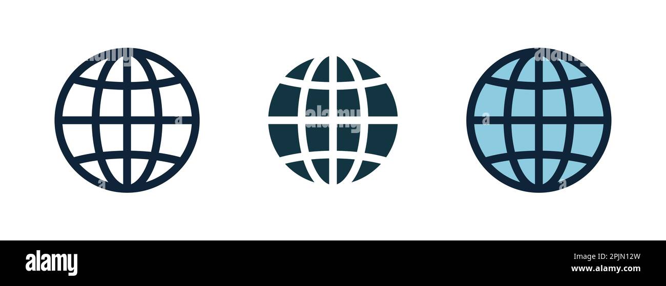 Globe, planet icon set. Internet, global sphere icons. Earth icon ...