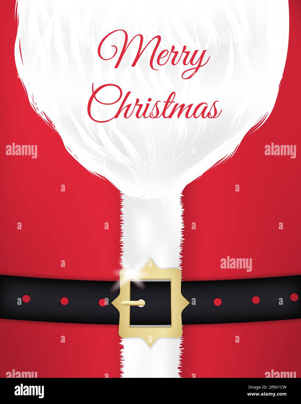 Santa claus belt and coat. Christmas card design. Merry Christmas text ...