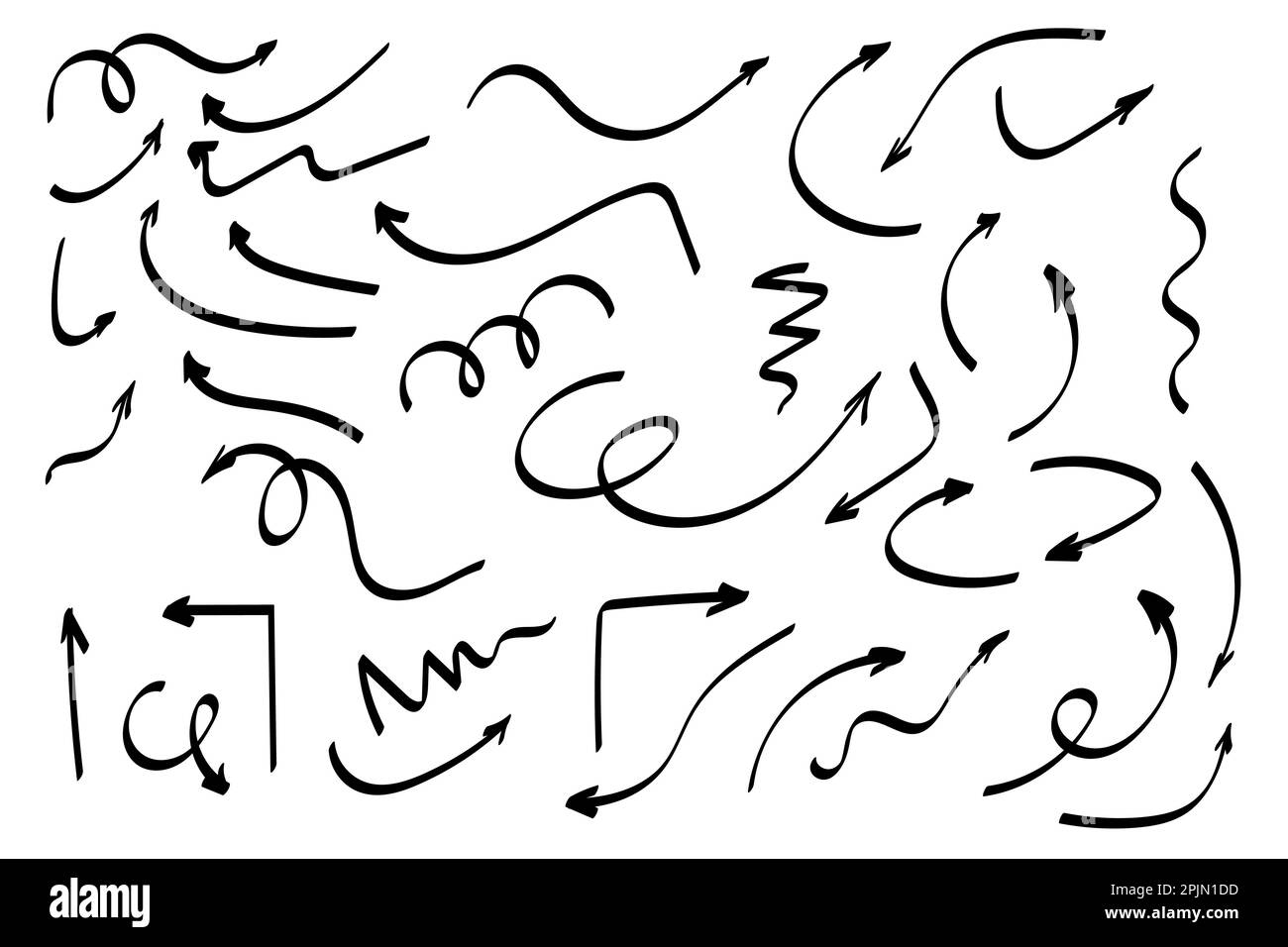 Doodle arrows set or collection. Hand-drawn shapes, directions signs or ...