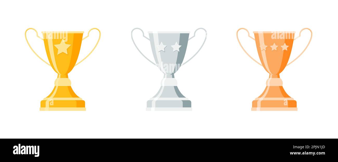 Trophy icons - gold, silver, bronze. First, second and third place ...