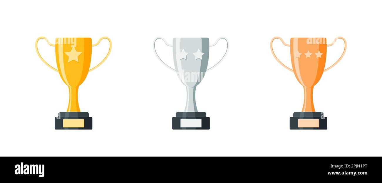 Trophy icons - gold, silver, bronze. First, second and third place ...