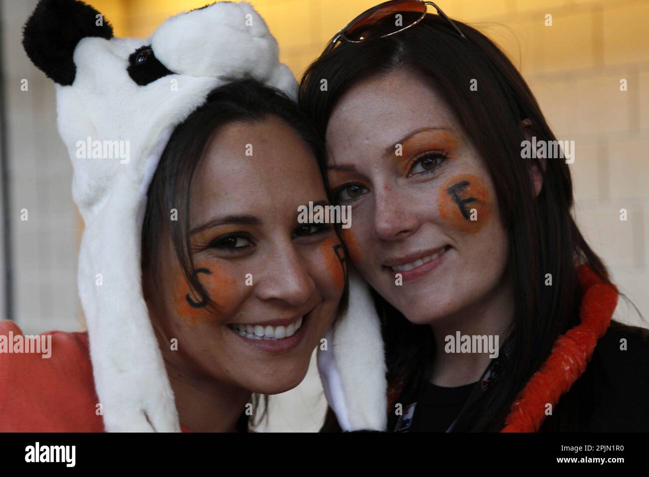 Michelle Saenz (l ot r) and Katie Lansford, both of Sacramento, show ...