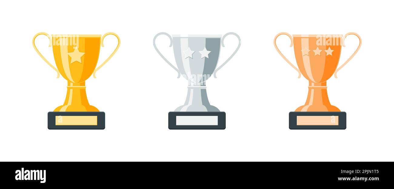 Trophy icons - gold, silver, bronze. First, second and third place ...