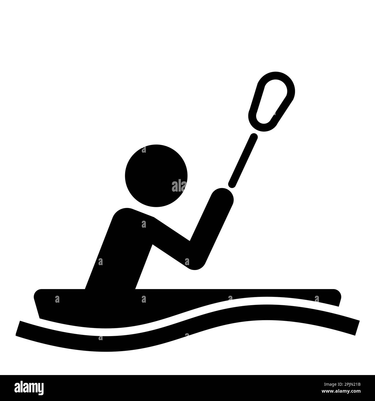 Kayaking sport icon. Kayaker silhouette symbol on isolated background ...