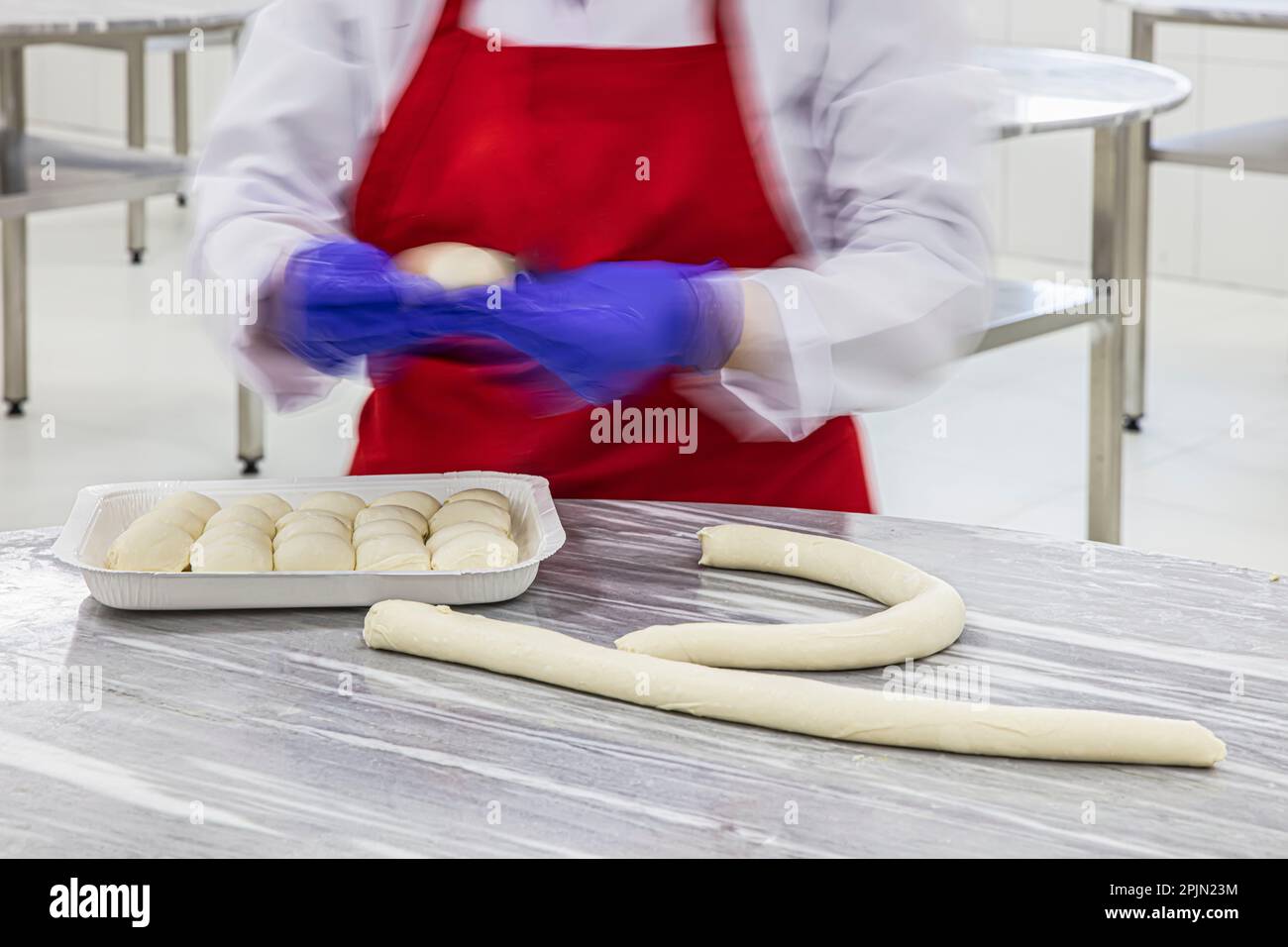 Process of making traditional bosnian meal called "burek". Traditional ...