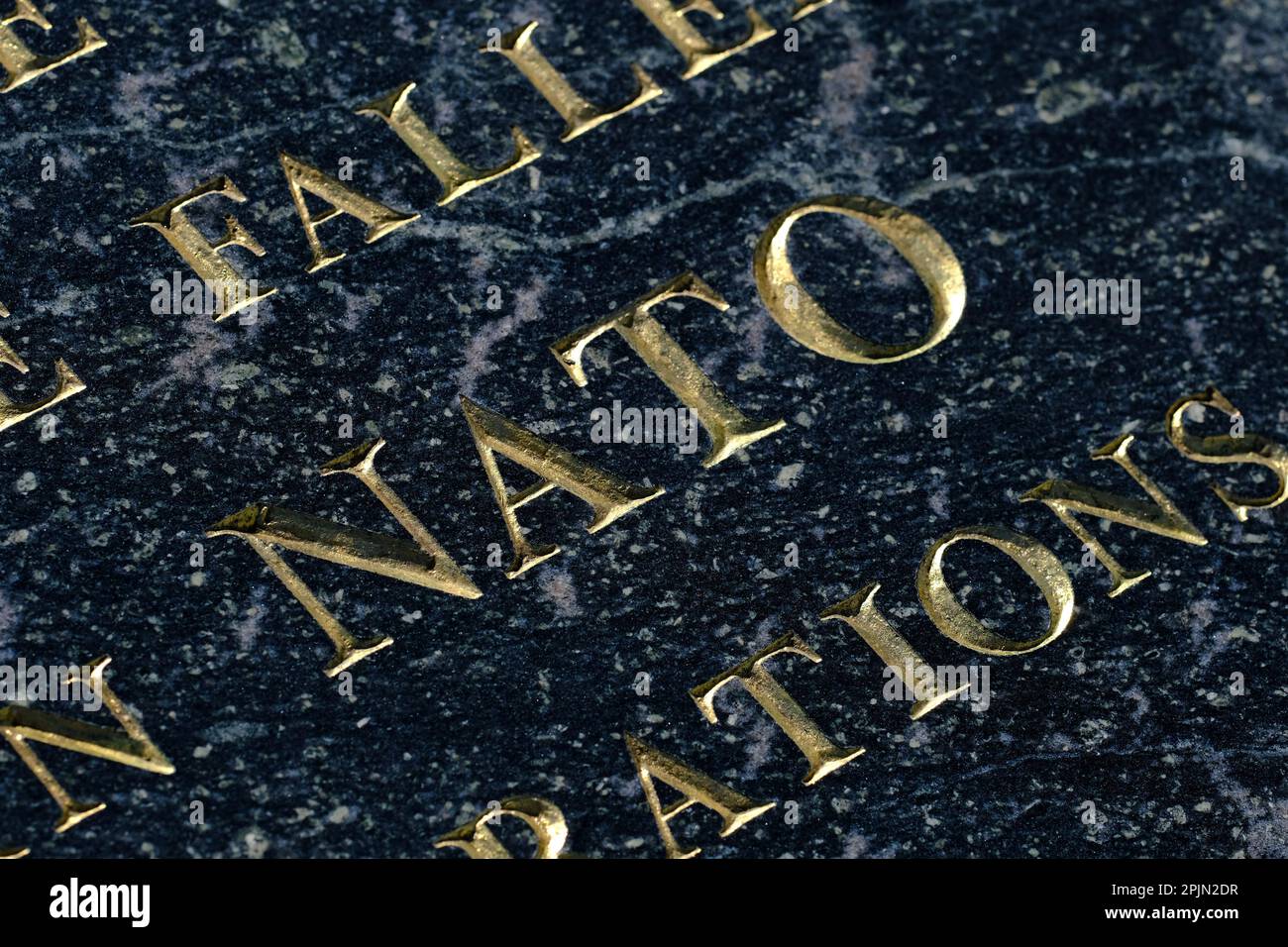 Brussels, Belgium. 03rd Apr, 2023. A statue outsode of the NATO ...