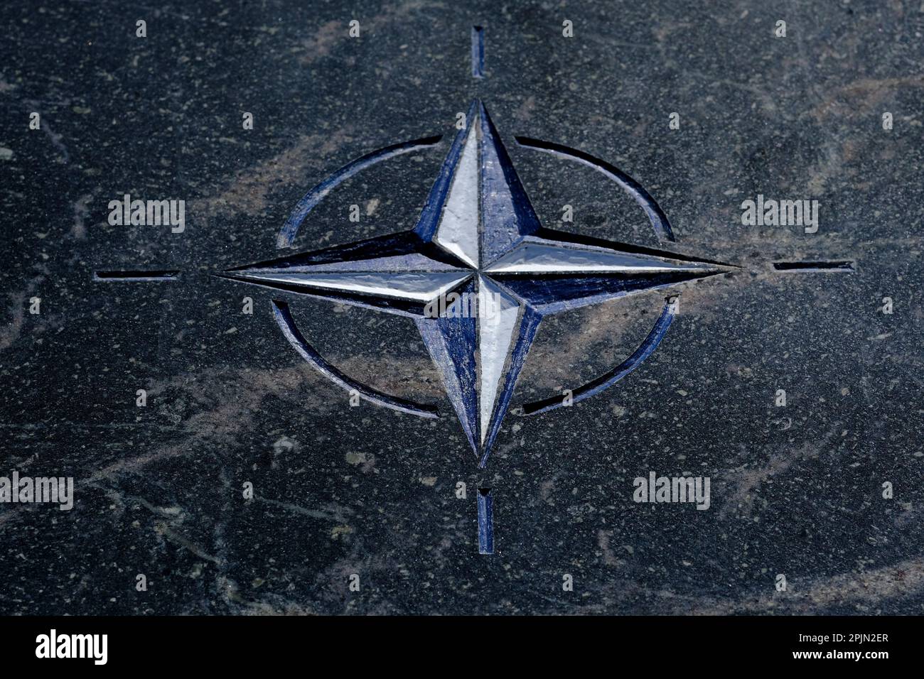 Brussels, Belgium. 03rd Apr, 2023. A statue outsode of the NATO ...