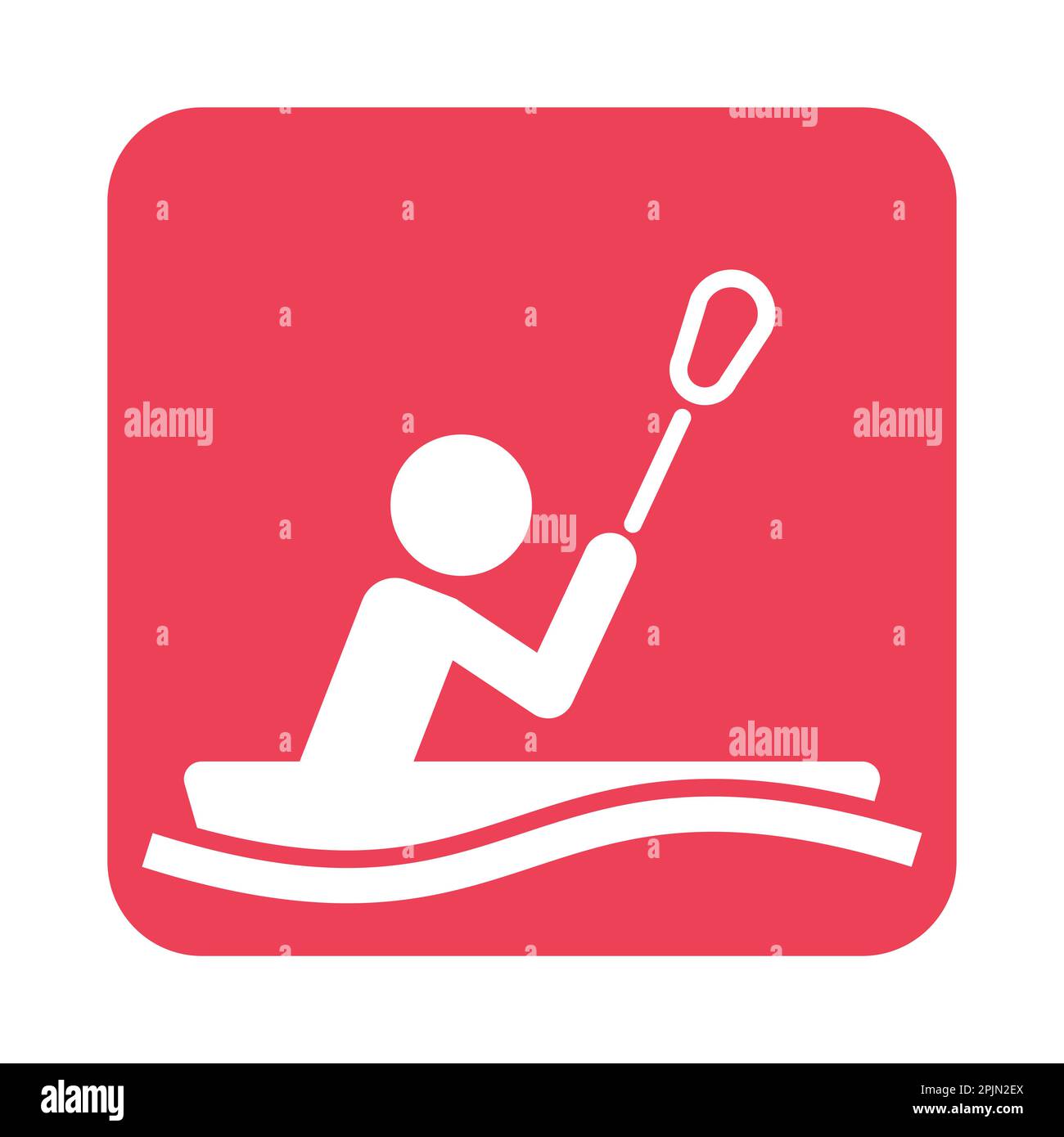 Kayaking sport icon. Kayaker silhouette symbol on isolated background ...