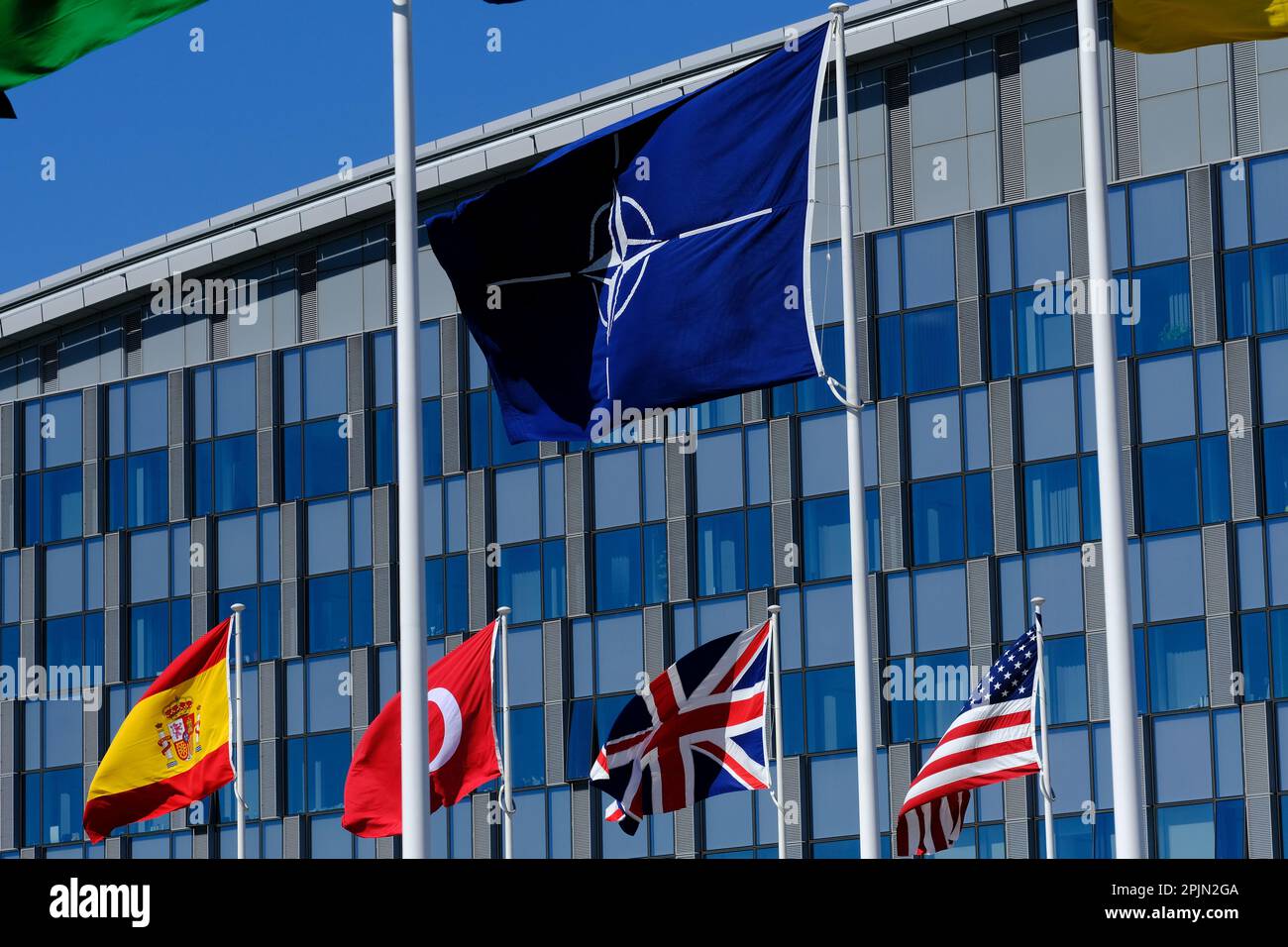 Nato headquarters flags 2023 hi-res stock photography and images - Alamy