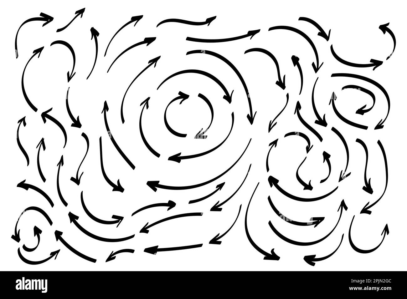 Doodle arrows set or collection. Hand-drawn shapes, directions signs or ...