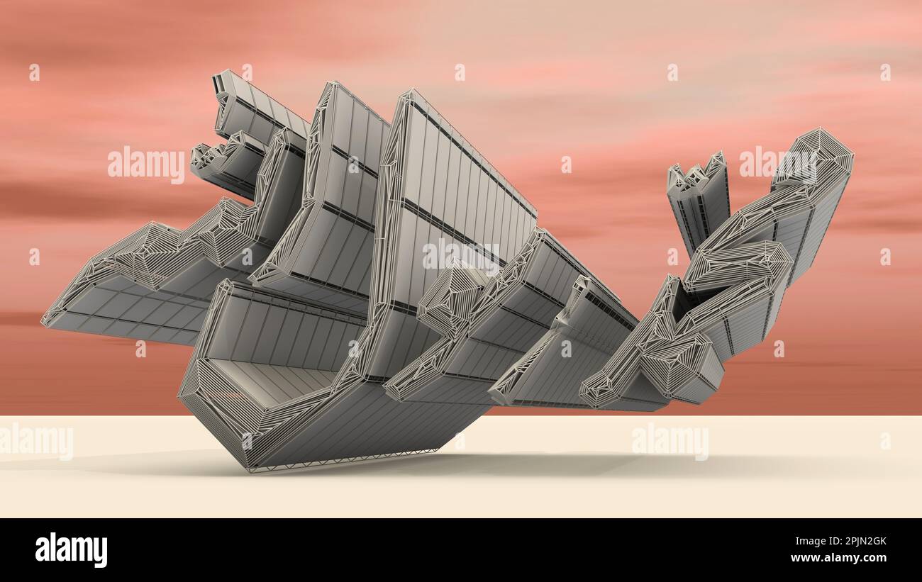 3D architectural illustration in Arabic lettering that says Muhammad ...