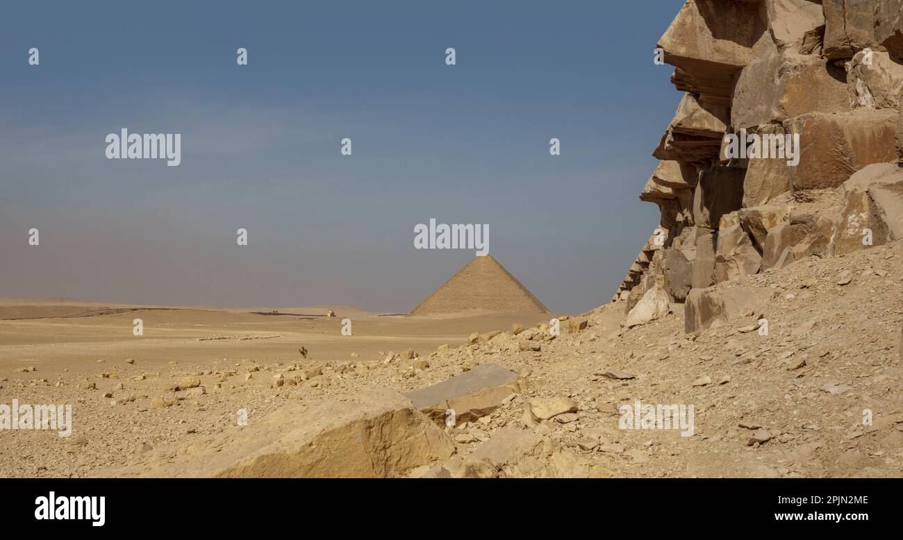 close up of the Structure of the Bent Pyramid at Dahshur, Lower Egypt ...