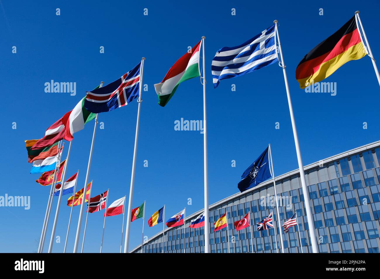 Nato headquarters flags 2023 hi-res stock photography and images - Alamy