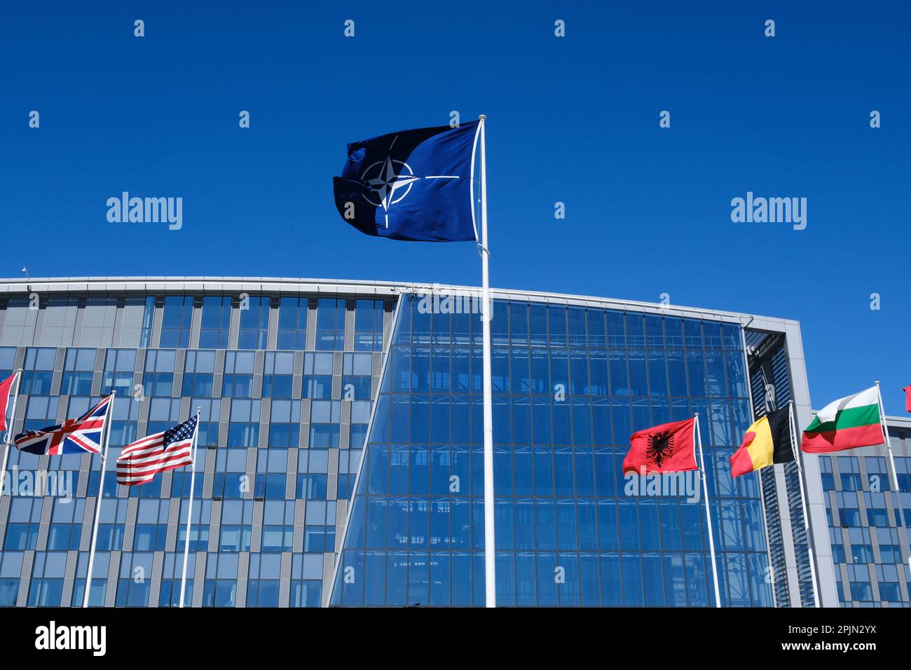 Nato headquarters flags 2023 hi-res stock photography and images - Alamy
