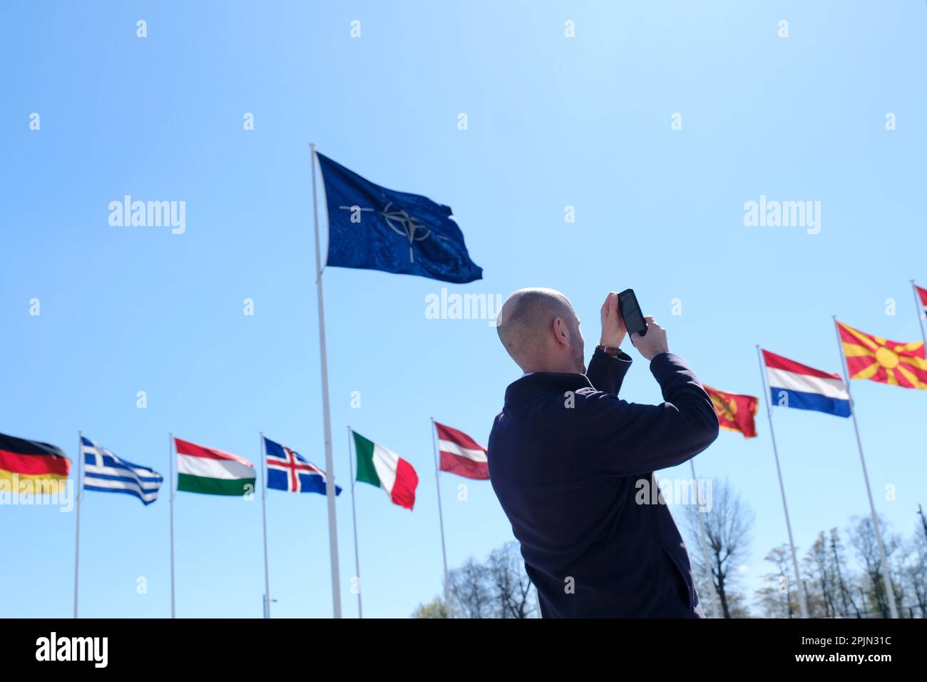 Nato headquarters flags 2023 hi-res stock photography and images - Alamy