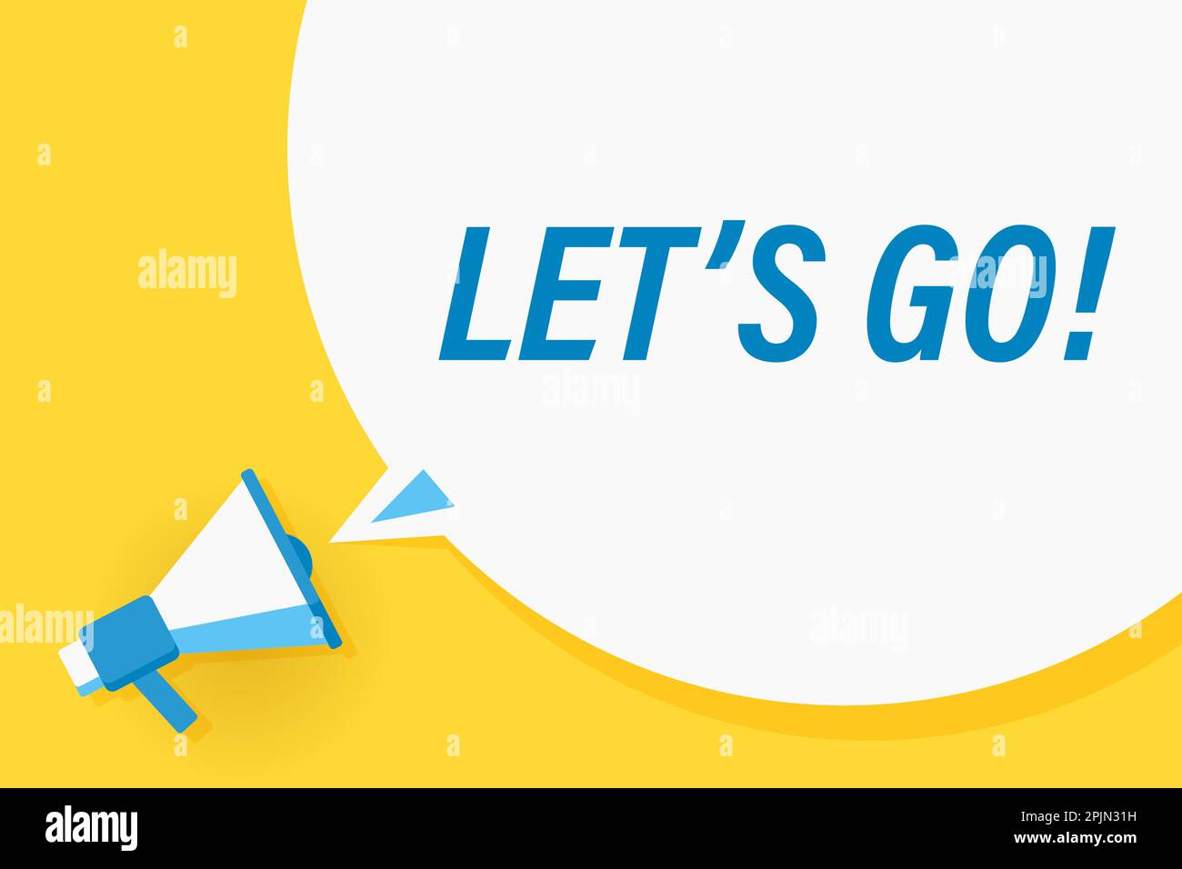 Megaphone or loudspeaker with speech bubble and quote let go. Promotion ...