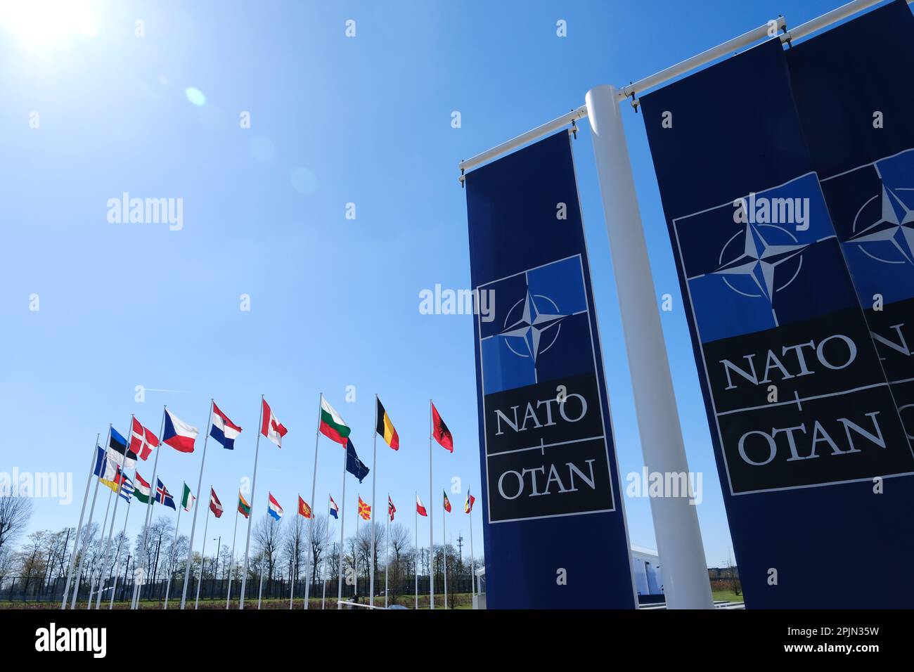 Nato headquarters flags 2023 hi-res stock photography and images - Alamy