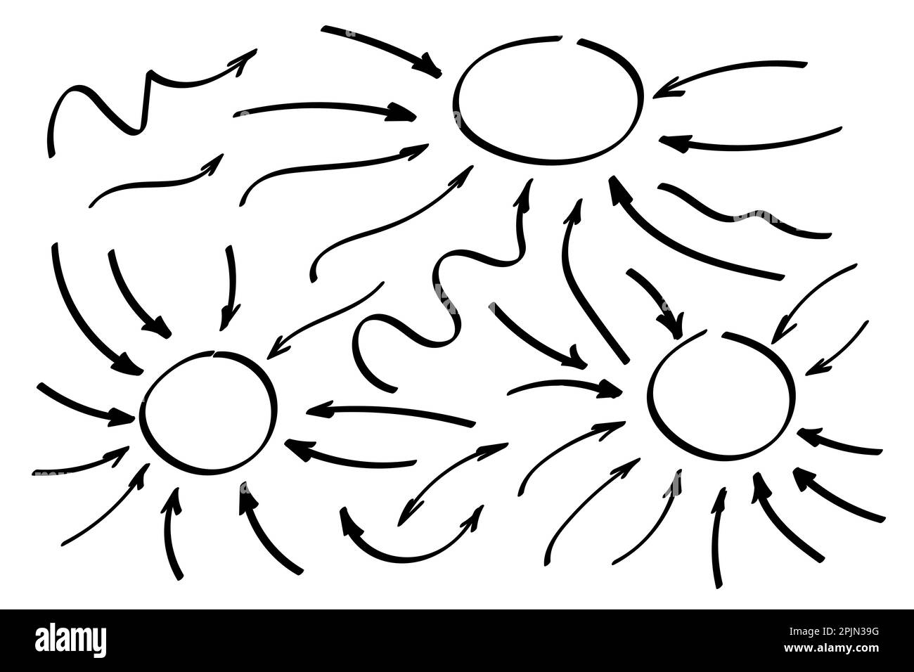 Doodle arrows set or collection. Hand-drawn shapes, directions signs or ...