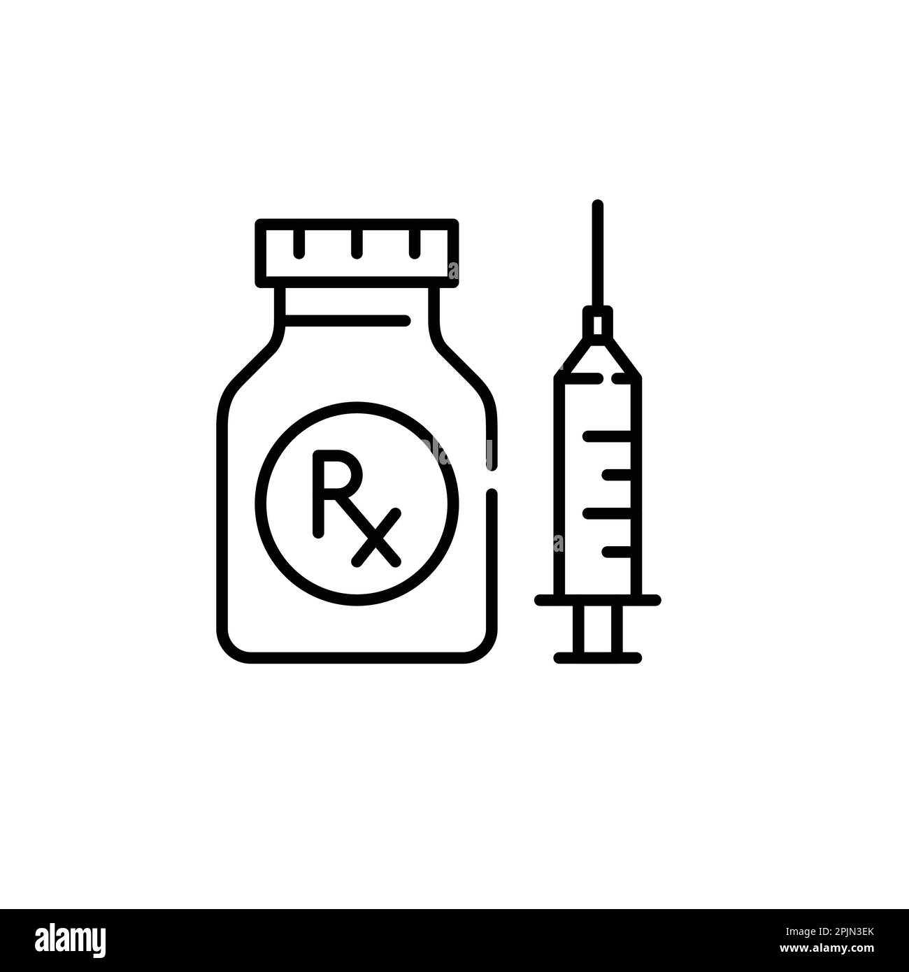 Prescription injection drug. Medicine in bottle and syringe. Pixel ...