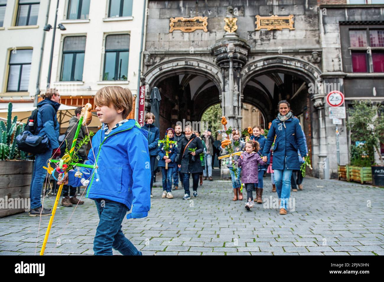 Nijmegen, Netherlands. 02nd Apr, 2023. Families are seen walking while ...