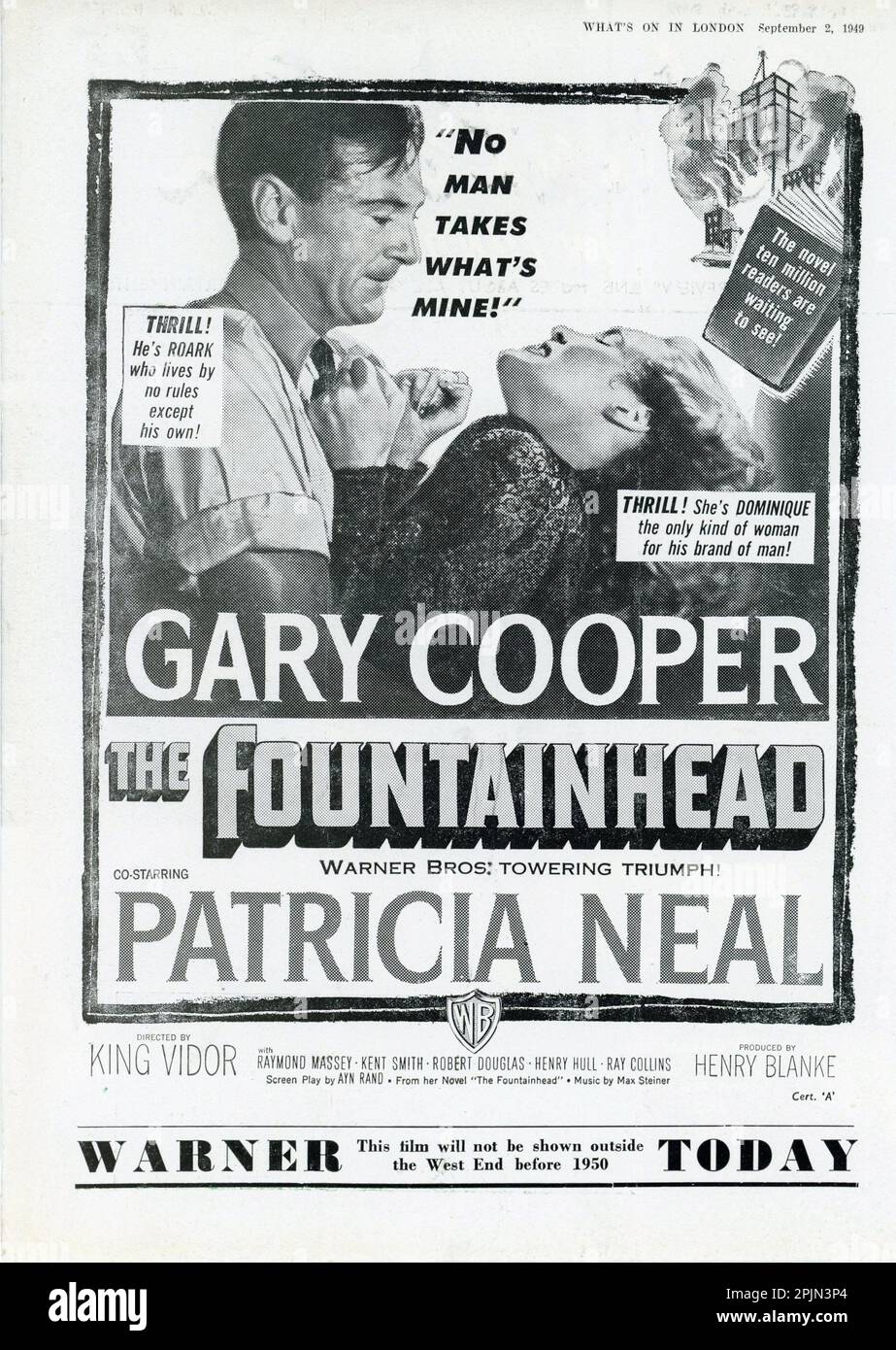 GARY COOPER and PATRICIA NEAL in THE FOUNTAINHEAD 1949 director KING ...