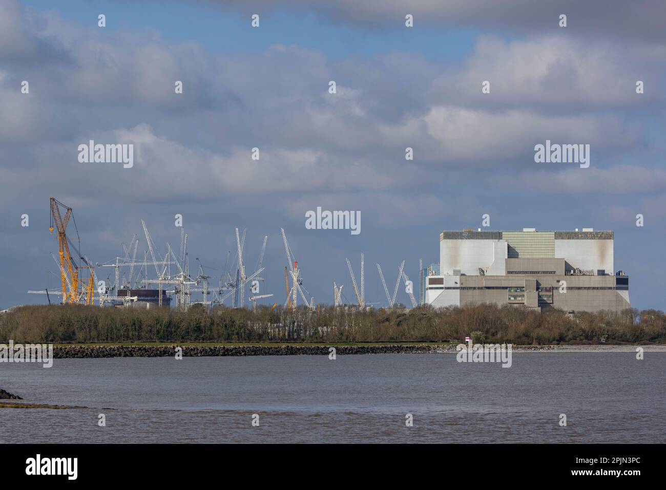 Hinkley point C under construction and Hinkley point B Stock Photo - Alamy