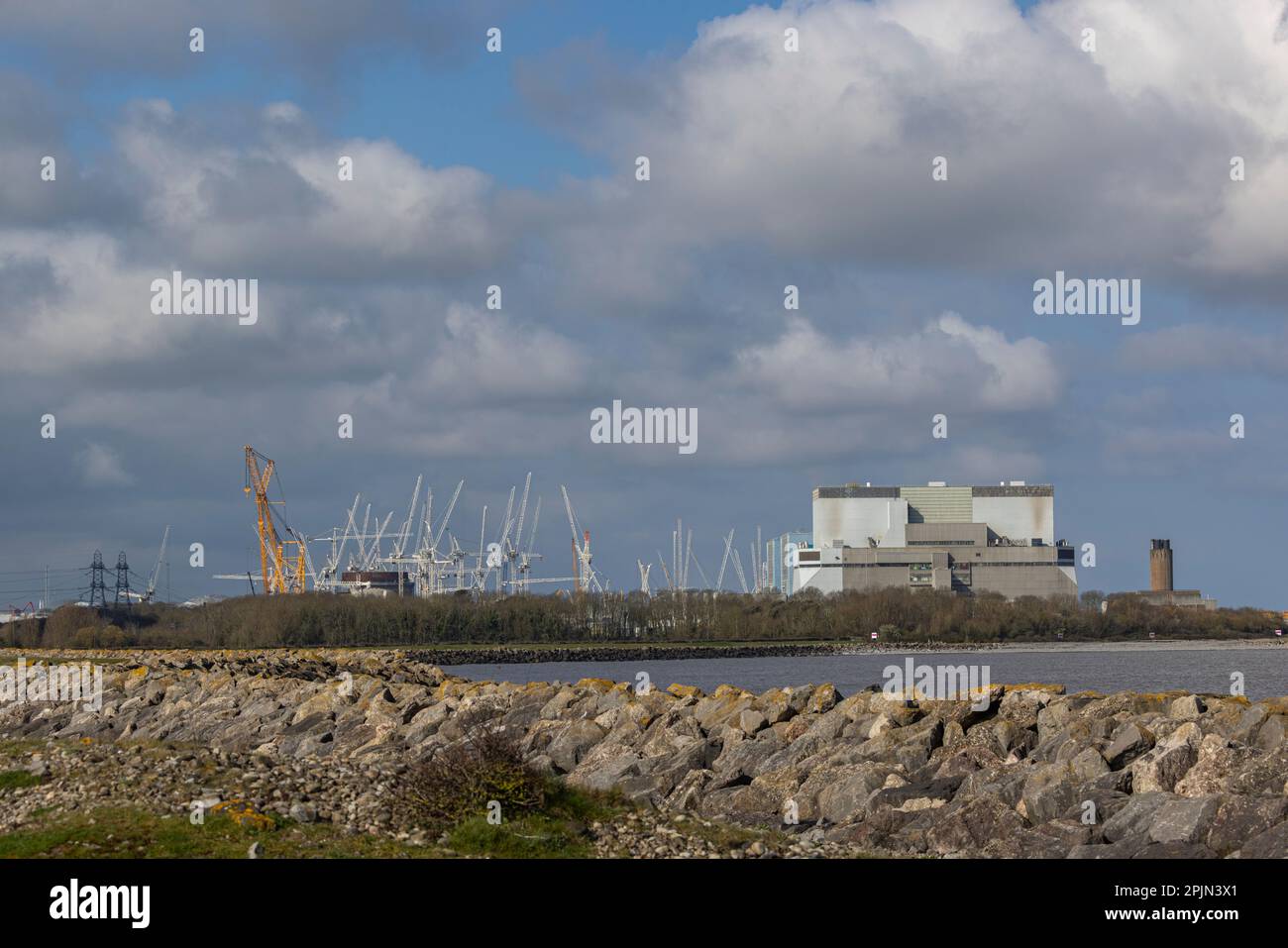 Hinkley point C under construction and Hinkley point B Stock Photo - Alamy