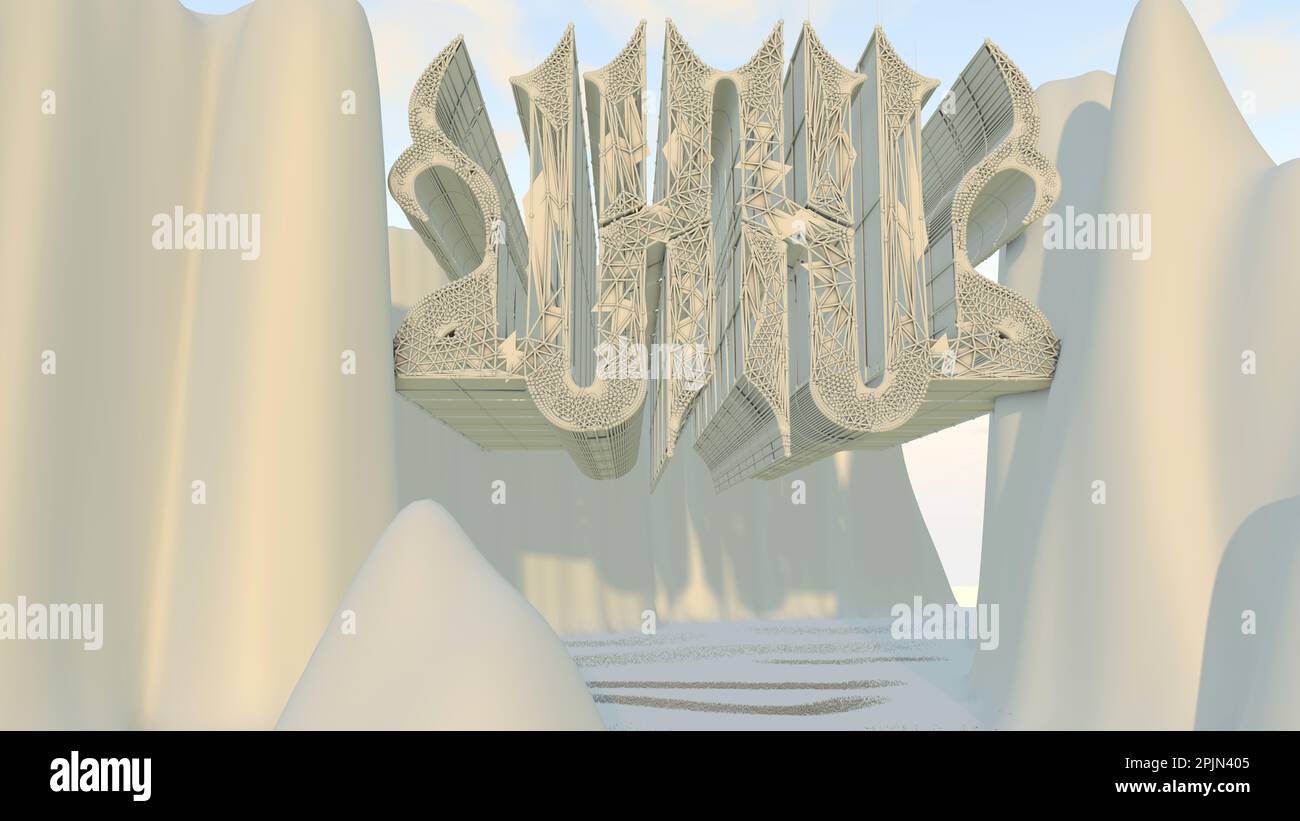 3D Illustration in Arabic where people are paying homage to the first ...