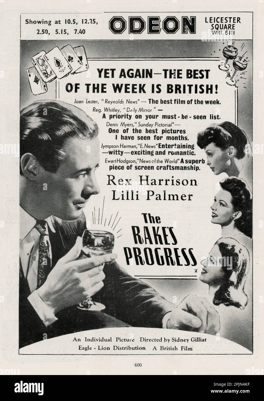 REX HARRISON LILLI PALMER and JEAN KENT in THE RAKE'S PROGRESS aka THE ...