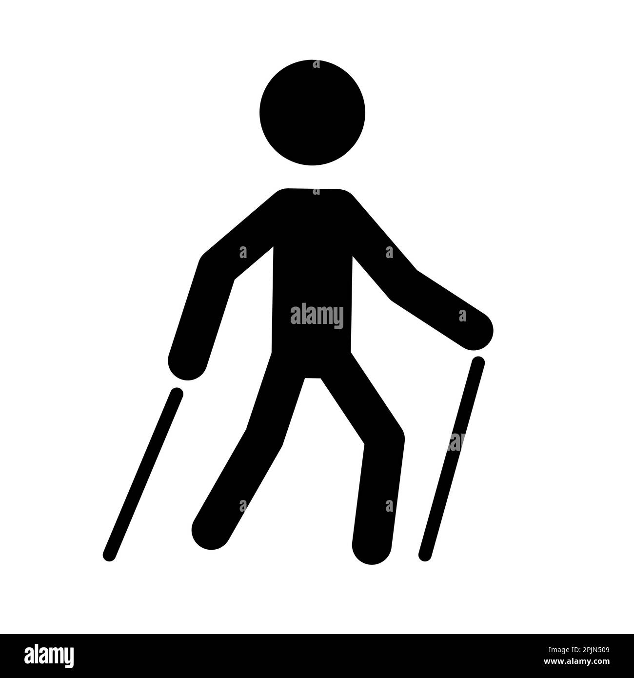 Fitness walking, nordic walking sport icon. Athlete silhouette symbol ...