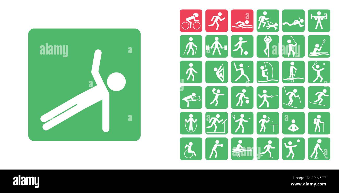 Sports icon collection. Athlete silhouette symbols. Set of sports icons ...