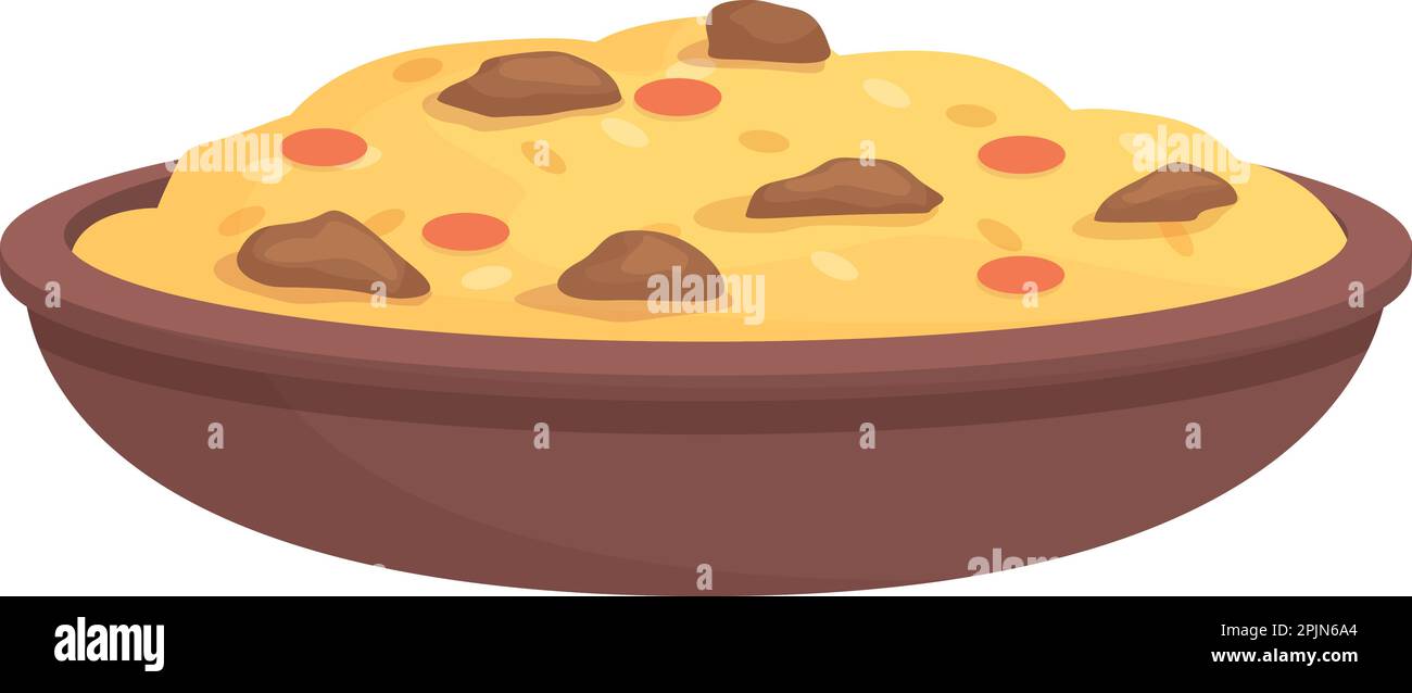 Gourmet pilaf icon cartoon vector. Dish food. Indian cooking Stock ...