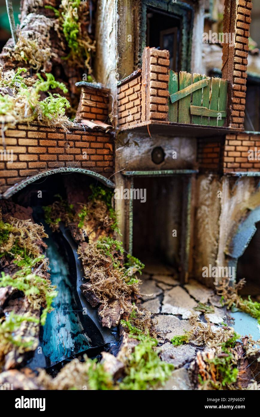 Italian handmade figurines of paper-mache houses Stock Photo - Alamy