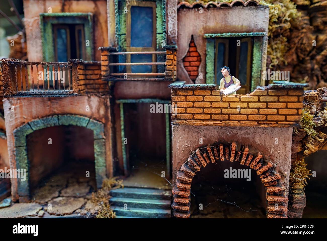 Italian handmade figurines of paper-mache houses Stock Photo - Alamy
