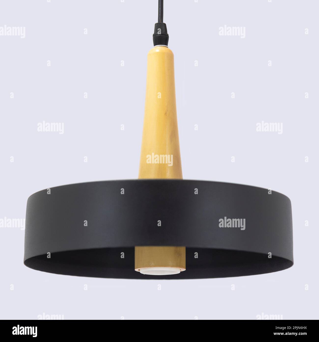 A modern black pendant lamp isolated on the white background Stock ...