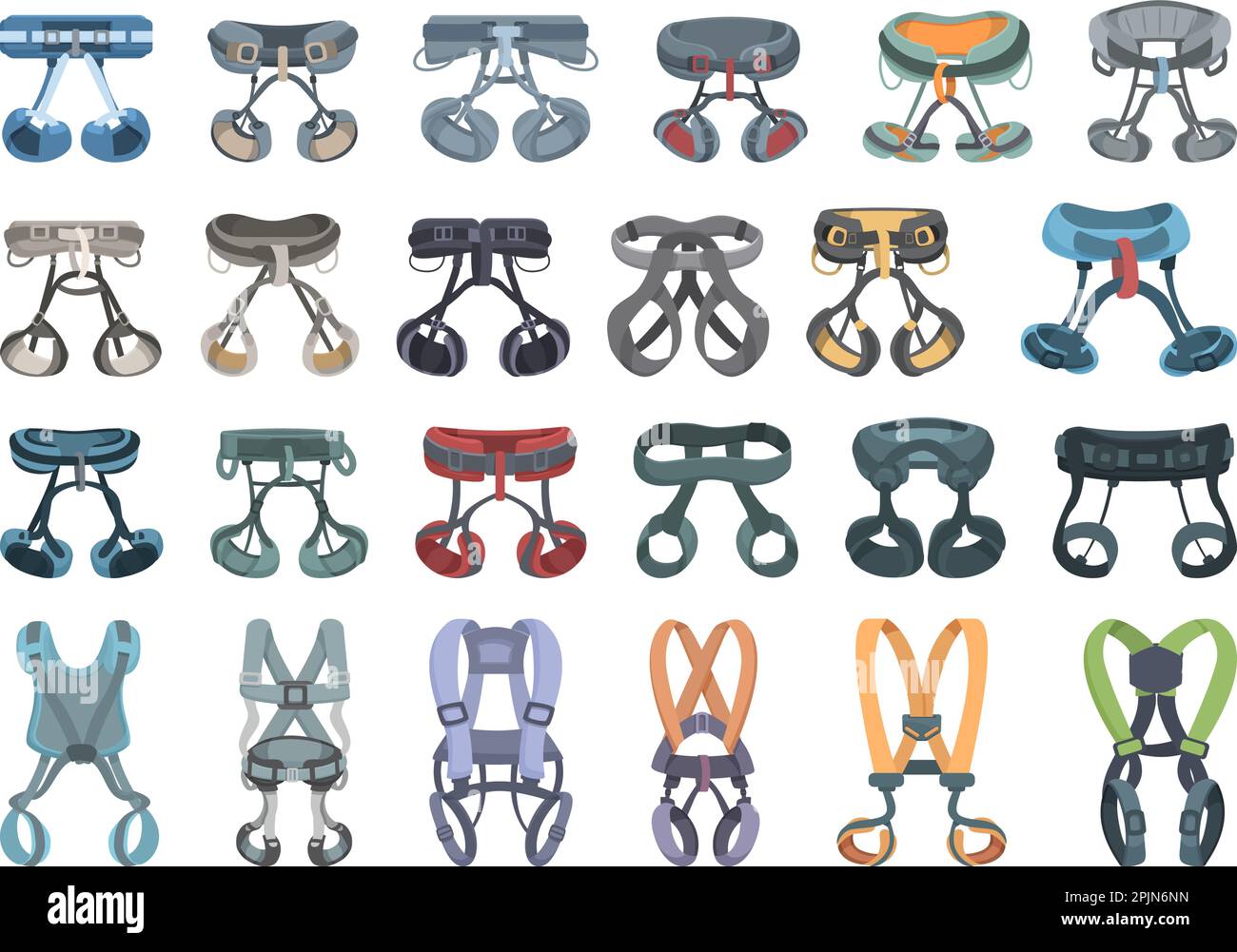 Climbing harness icons set cartoon vector. Gear equipment. Rock tool ...
