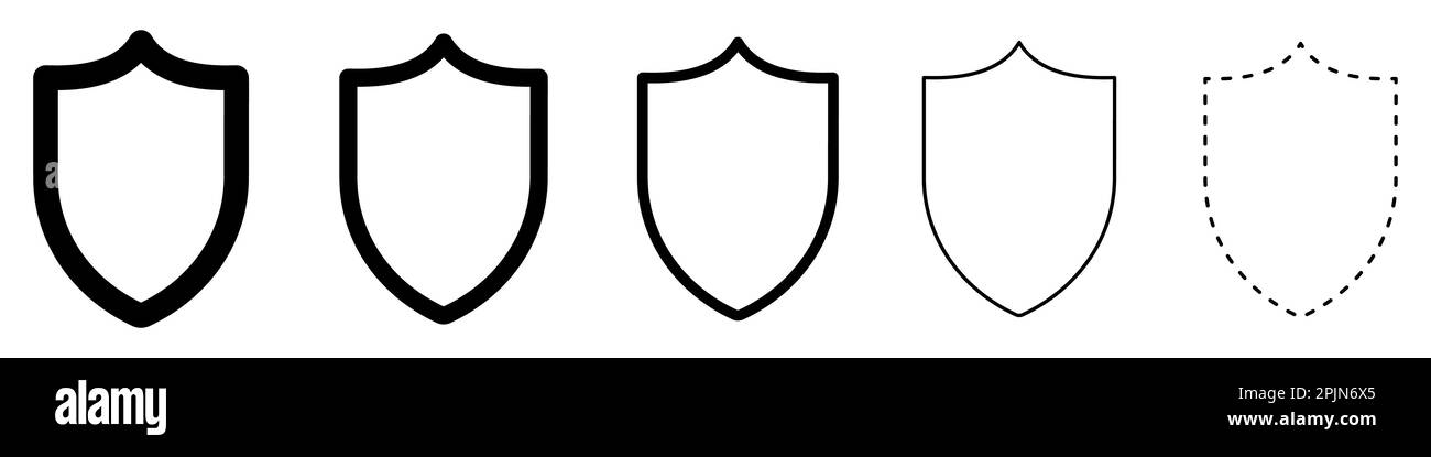 Shield icons set. Black signs of shields. Vector illustration. Abstract ...