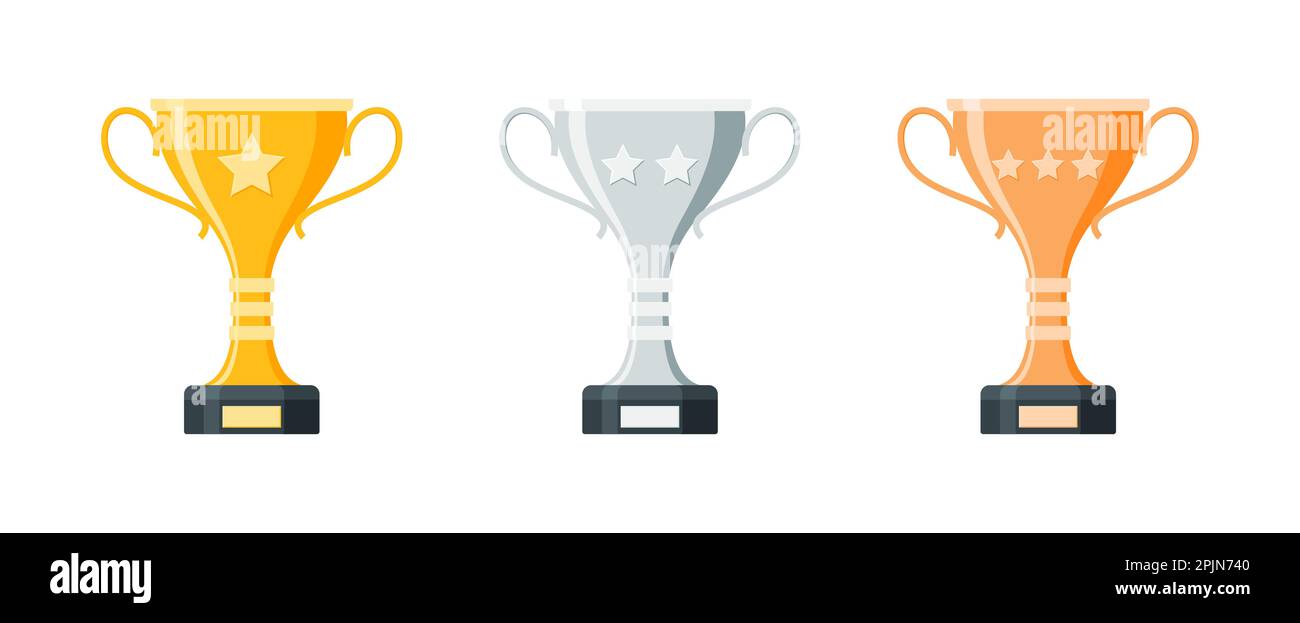 Trophy icons - gold, silver, bronze. First, second and third place ...
