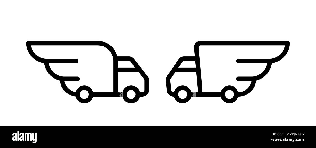 Truck icon with wing. Truck body as wing. Delivery, shipment or ...